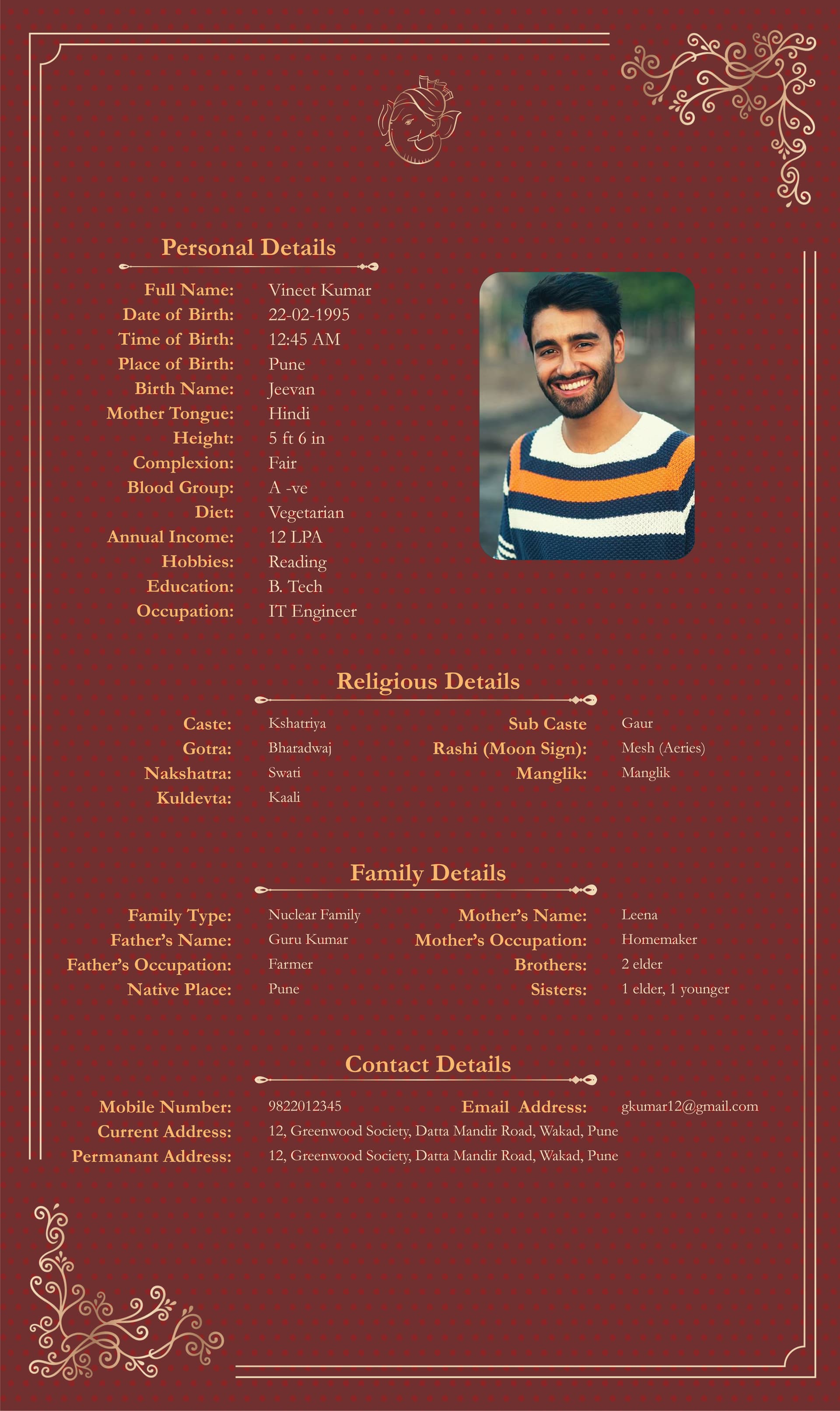 Free Marriage Biodata Maker | Create PDF in 5 Mins